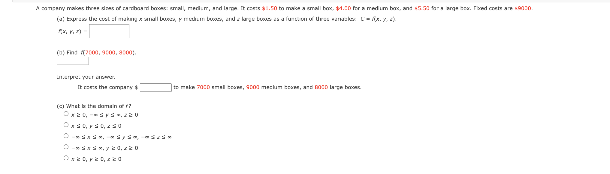 Solved A company makes three sizes of cardboard boxes: | Chegg.com