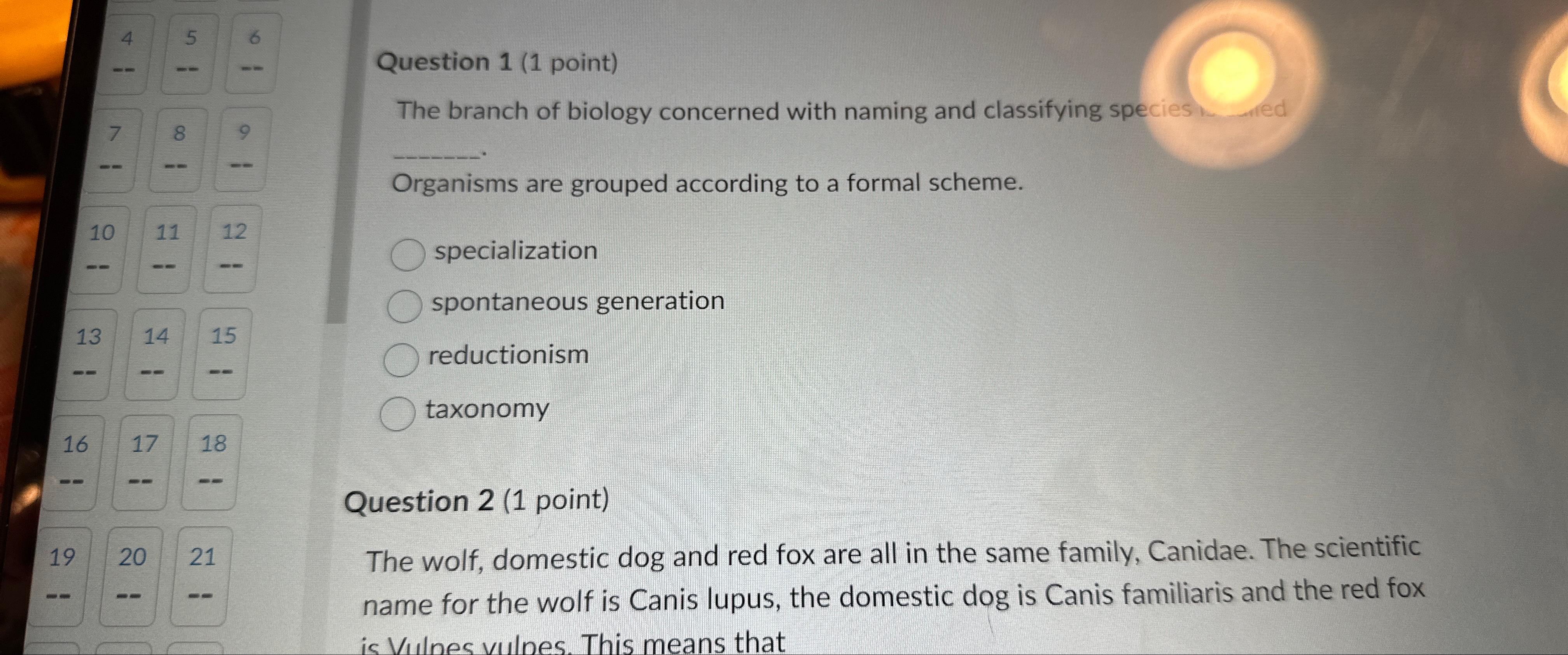 Solved Question 1 (1 ﻿point)The branch of biology concerned | Chegg.com