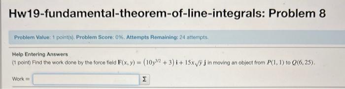 Solved Hw19-fundamental-theorem-of-line-integrals: Problem 8 | Chegg.com
