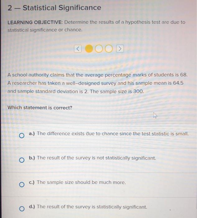 Solved 2 - Statistical Significance LEARNING OBJECTIVE: | Chegg.com