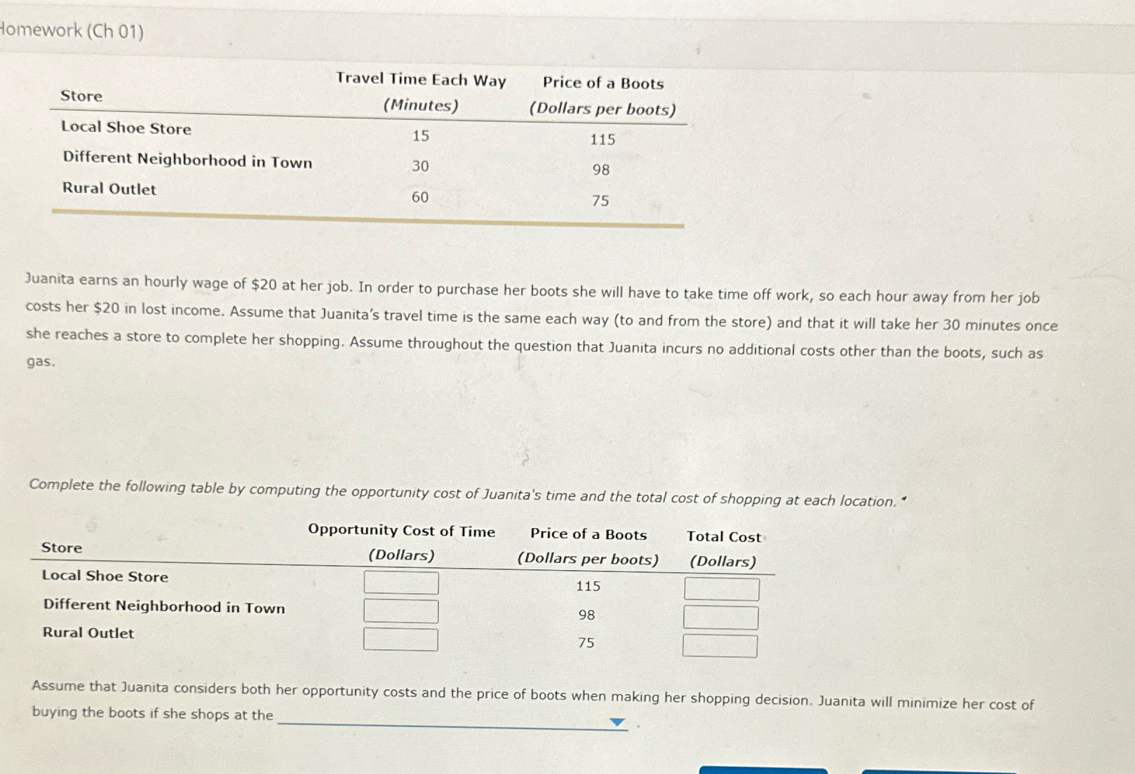 Solved Homework (Ch 01)\table[[Store,\table[[Travel Time | Chegg.com