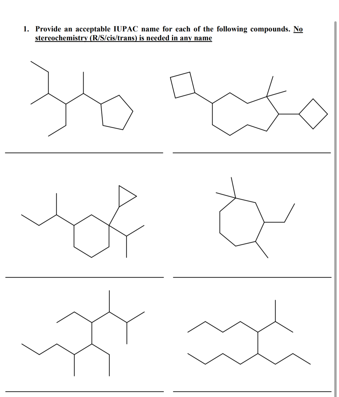 Solved Provide an acceptable IUPAC name for each of the | Chegg.com