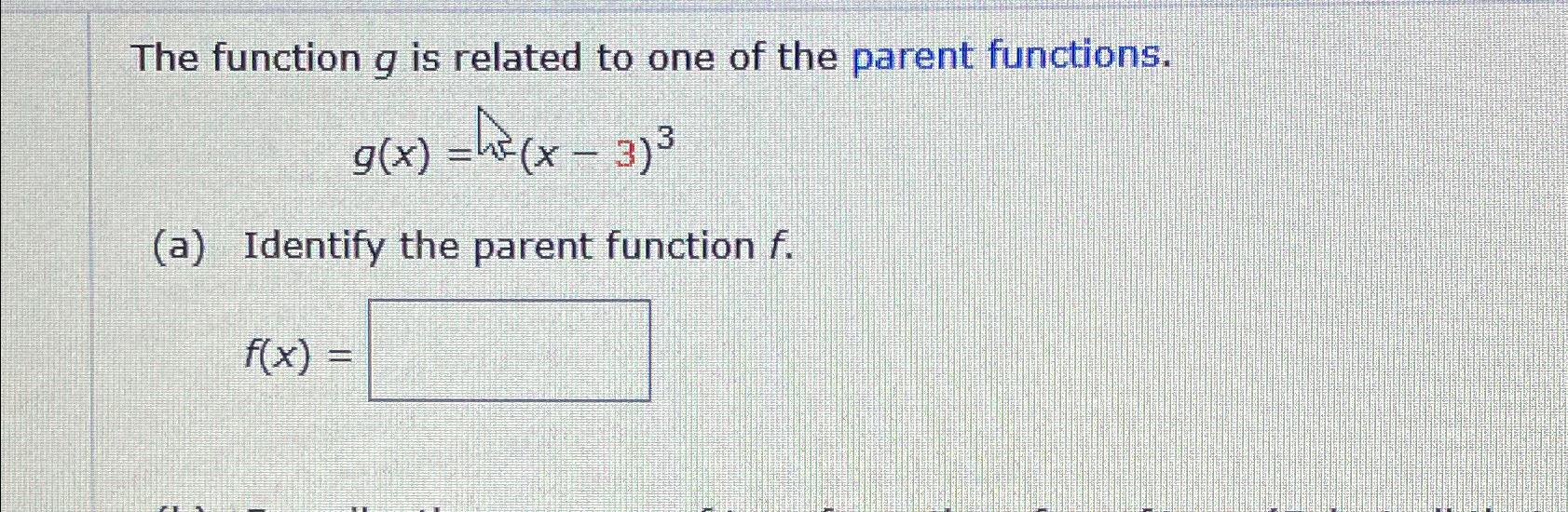 Solved The function g ﻿is related to one of the parent | Chegg.com