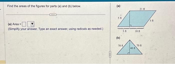 Find the areas of the figures for parts (a) and (b) | Chegg.com