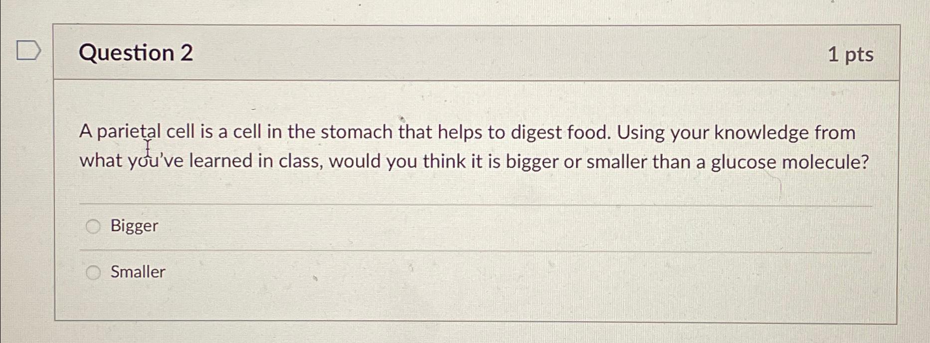 Solved Question 21 ﻿ptsA parietal cell is a cell in the | Chegg.com