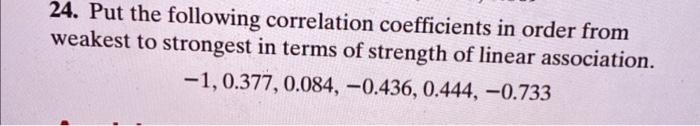 Solved 24. Put the following correlation coefficients in | Chegg.com
