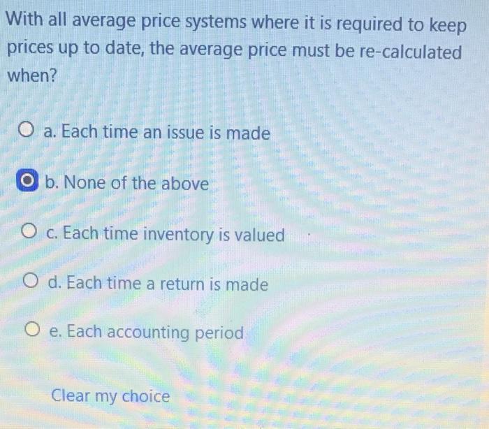 Solved With all average price systems where it is required | Chegg.com