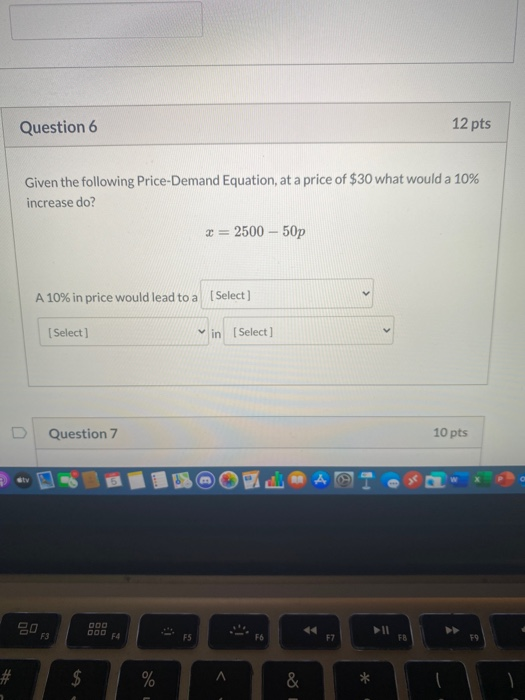 Solved Question 6 12 pts Given the following Price-Demand | Chegg.com