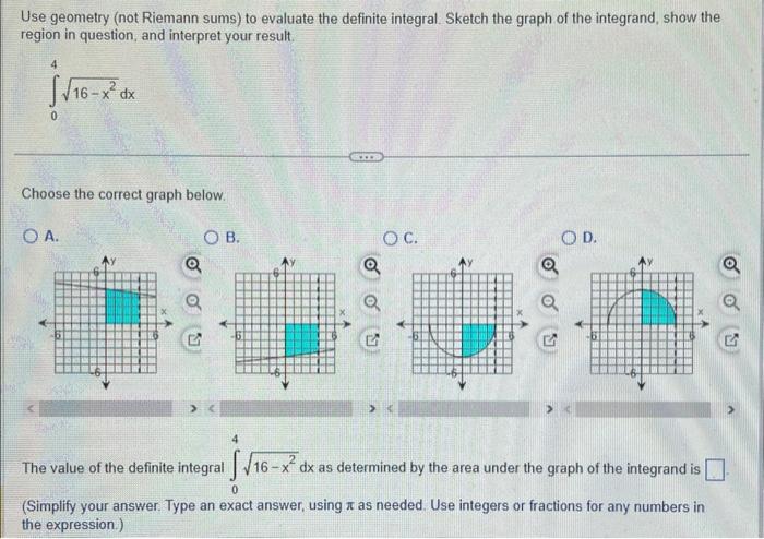 Solved Use geometry (not Riemann sums) to evaluate the | Chegg.com