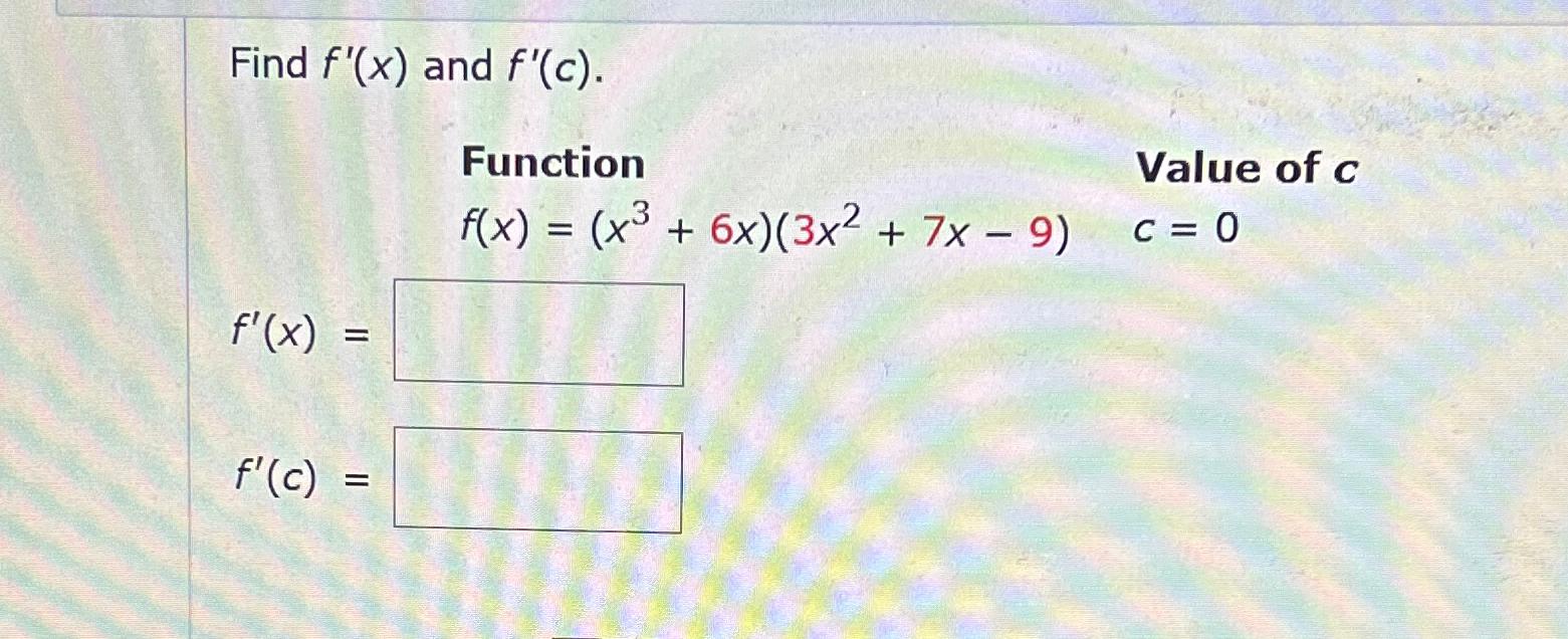 Solved Find f'(x) ﻿and | Chegg.com