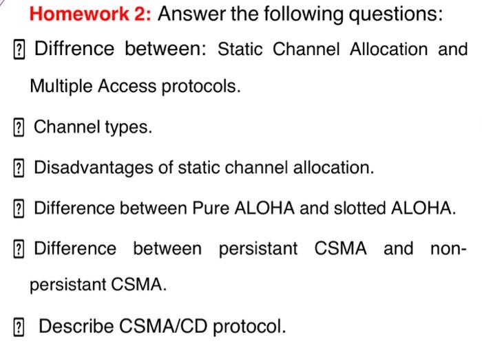 Solved Homework 2: Answer the following questions: Diffrence | Chegg.com