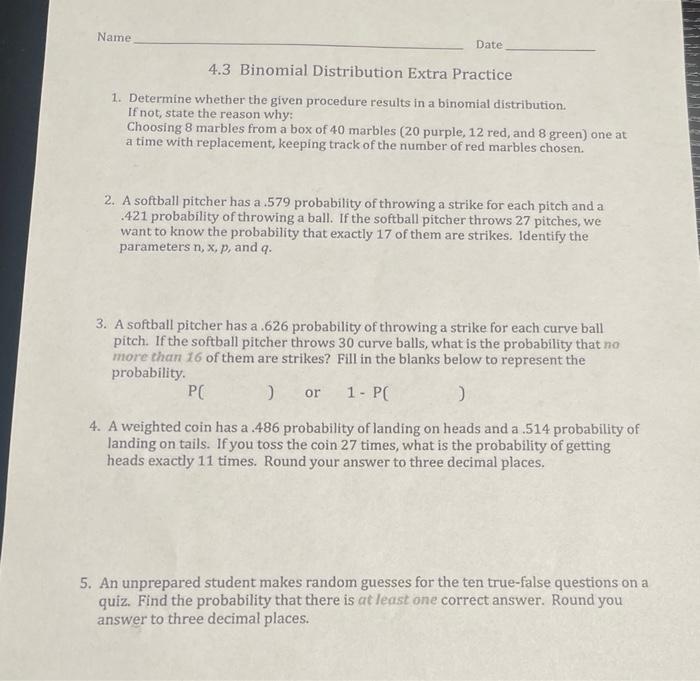 Solved 1. Determine whether the given procedure results in a | Chegg.com