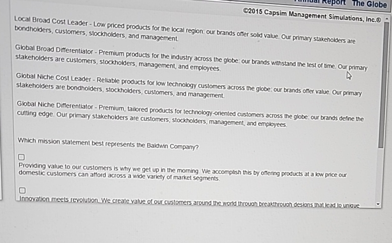 Solved O2015 ﻿Capsim Management Simulations, Inc.(8)Local | Chegg.com