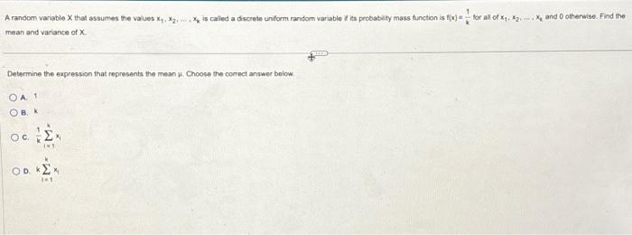 Solved 1 A random variable X that assumes the values X₁, X₂, | Chegg.com