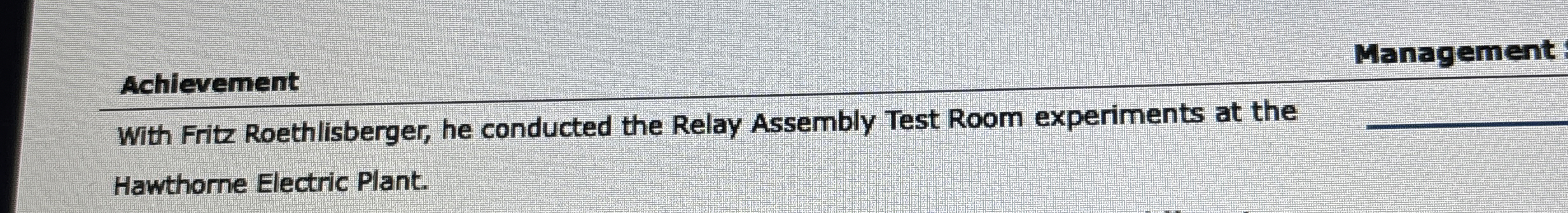 Solved AchievementManagementWith Fritz Roethlisberger, he | Chegg.com