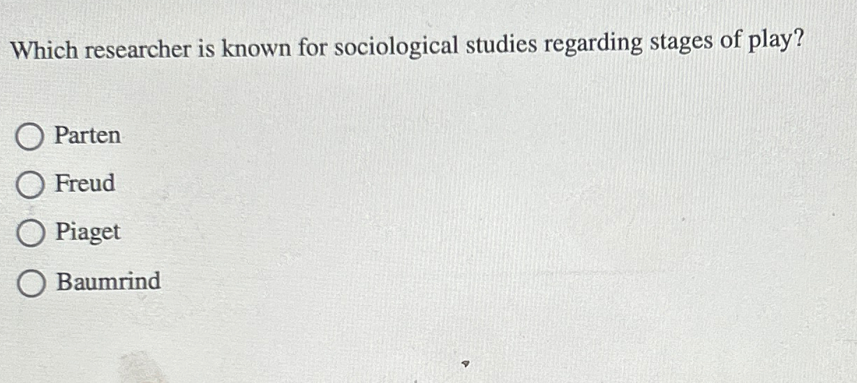 Solved Which researcher is known for sociological studies | Chegg.com