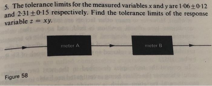 Solved 5. The tolerance limits for the measured variables x | Chegg.com