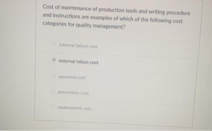 Solved Cost of maintenance of production tools and writing | Chegg.com