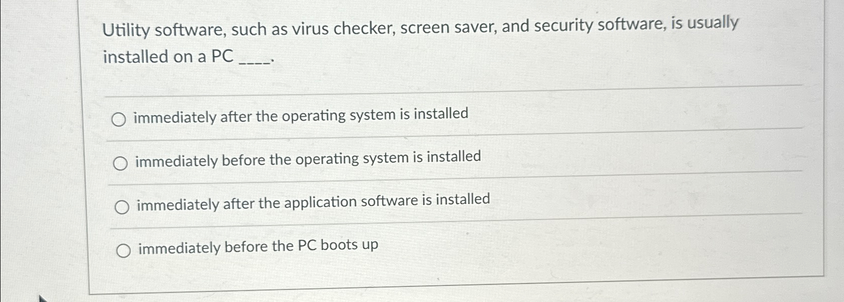 Solved Utility software, such as virus checker, screen | Chegg.com