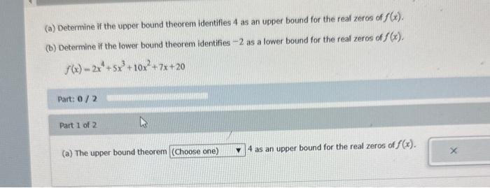 Solved (a) Determine if the upper bound theorem identifies 4 | Chegg.com
