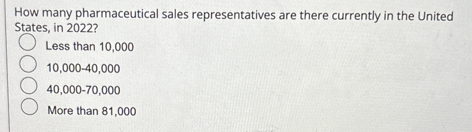 Solved How many pharmaceutical sales representatives are | Chegg.com