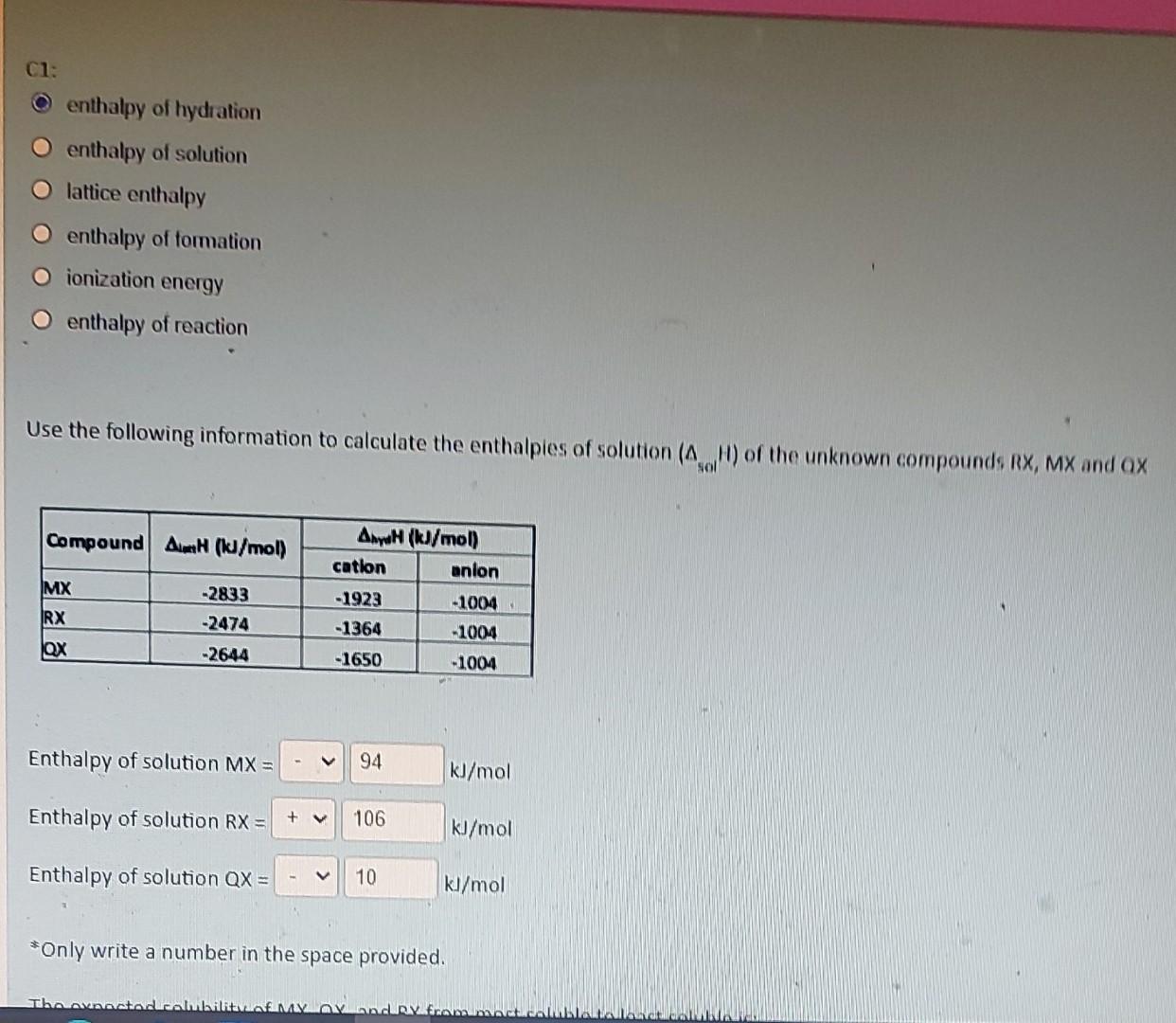 Solved In this question, you wil calculate the enthalpies of | Chegg.com