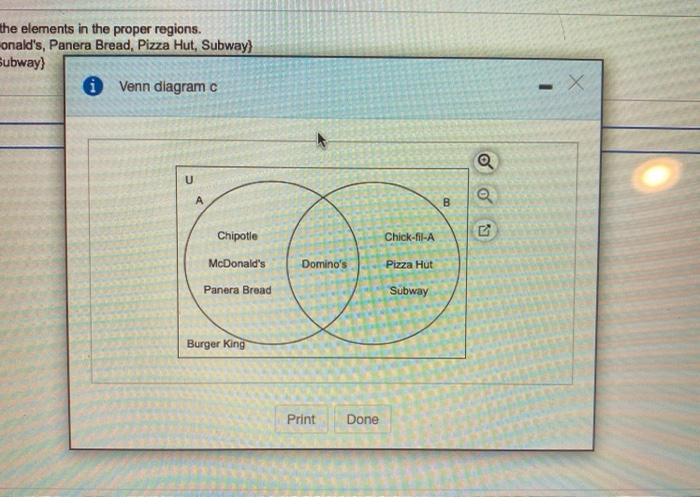 Solved For sets U, A, and B, construct a Venn diagram and | Chegg.com