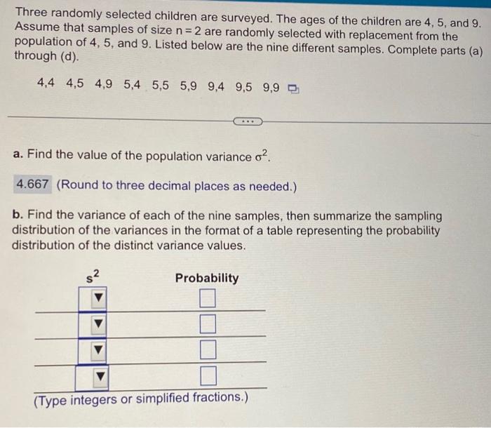Solved Three randomly selected children are surveyed. The | Chegg.com