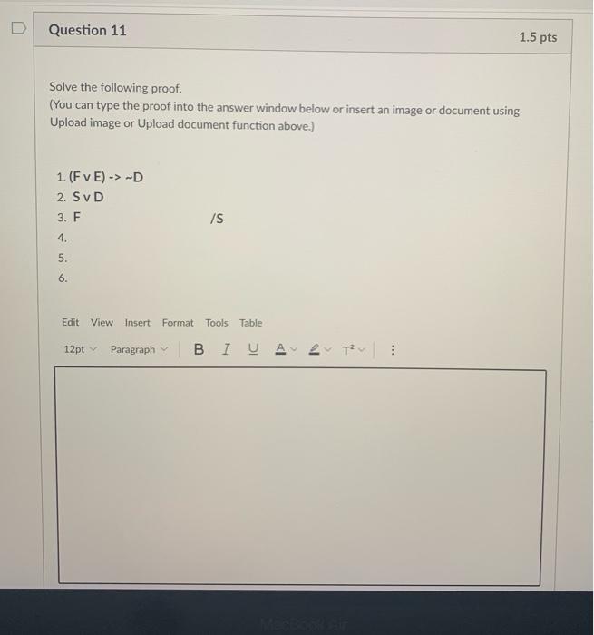 Solve the following proof. (You can type the proof | Chegg.com