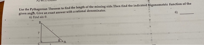 Solved Use the Pythagorean Theorem to find the length of the | Chegg.com