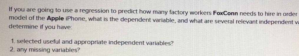 Solved If you are going to use a regression to predict how | Chegg.com