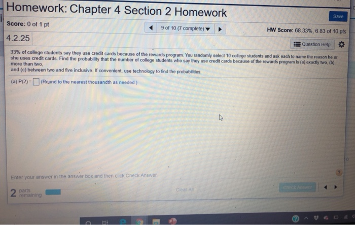 Solved Save Homework Chapter 4 Section 2 Homework Score 0