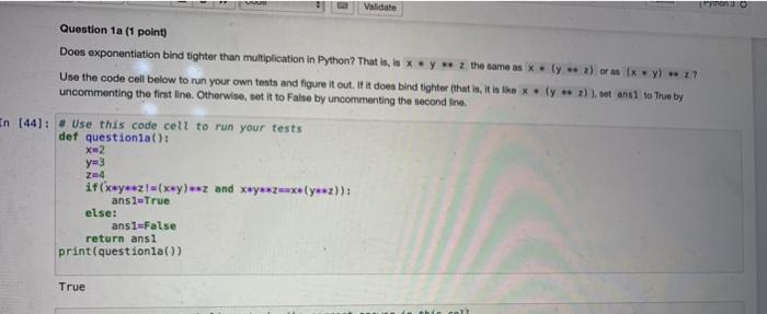 Solved Validate no Question 1a (1 point) Does exponentiation | Chegg.com