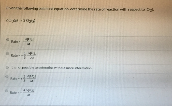 Solved Given the following balanced equation, determine the | Chegg.com