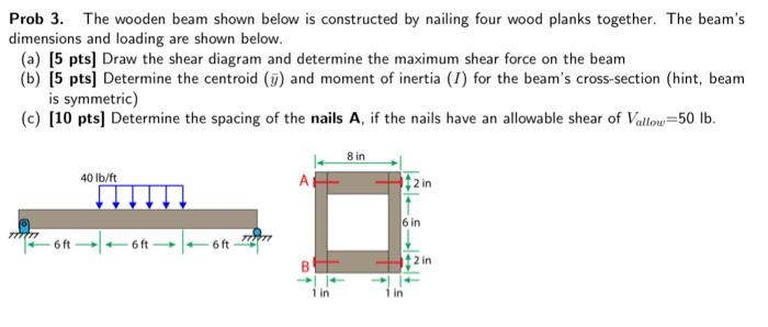 Solved Prob 3. The wooden beam shown below is constructed by | Chegg.com