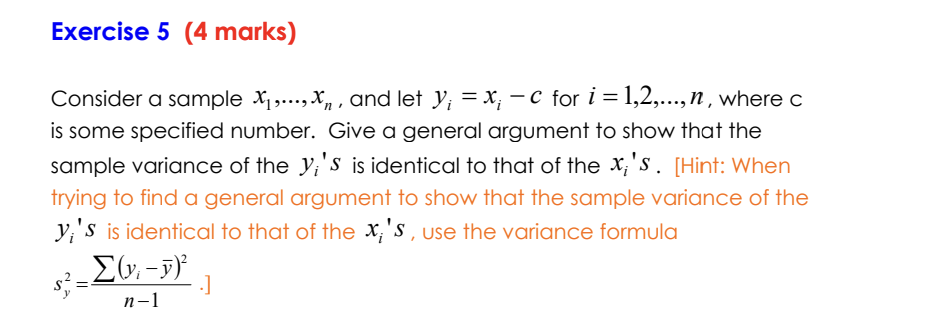 Solved Exercise 5 (4 marks)\\nConsider a sample | Chegg.com Solved Exercise 5 (4 marks)\\nConsider a sample | Chegg.com
