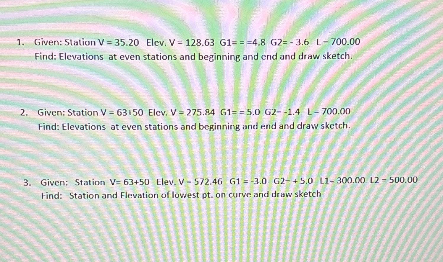 Solved Given: Station V=35.20 ﻿Elev. | Chegg.com