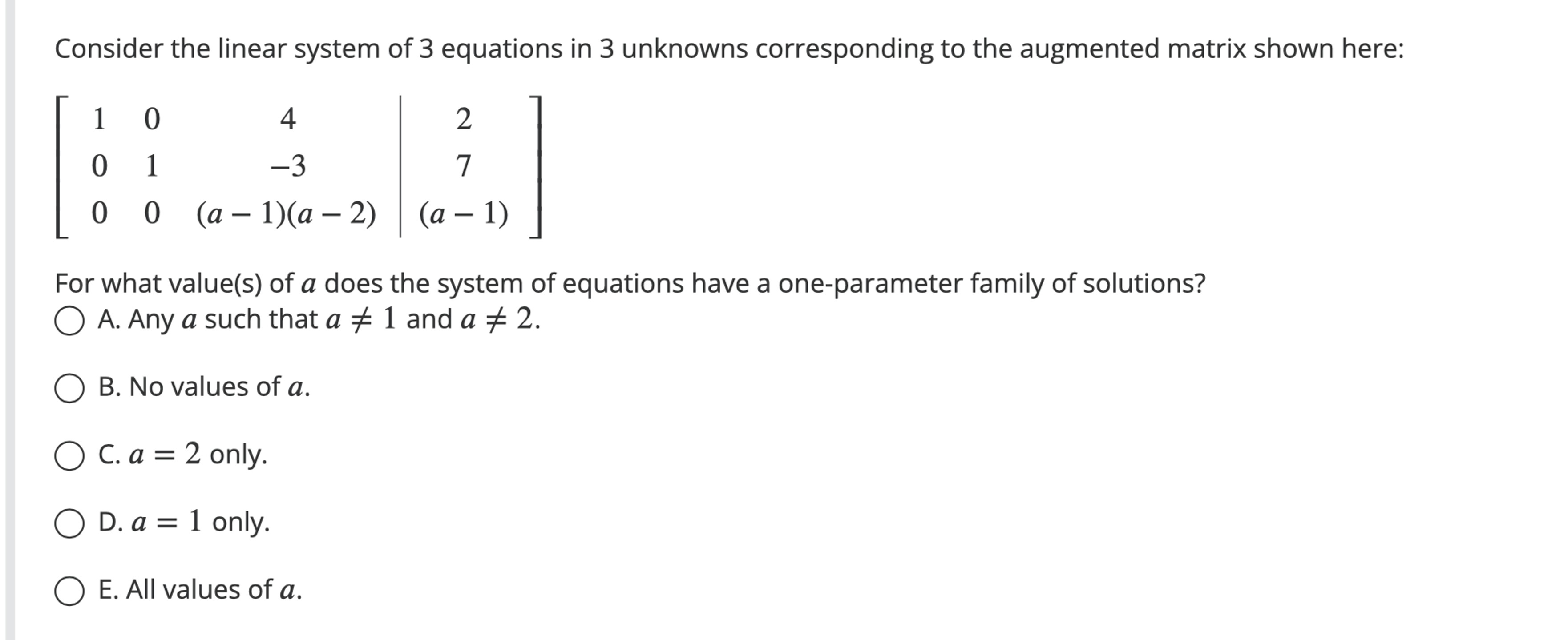 Solved Consider the linear system of 3 ﻿equations in 3 | Chegg.com