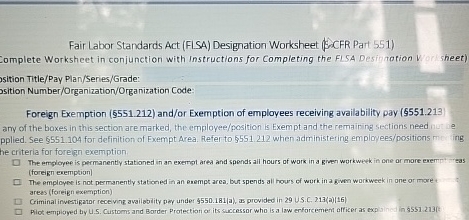 Solved Fair Labor Standards Act (FISA) ﻿Designation | Chegg.com