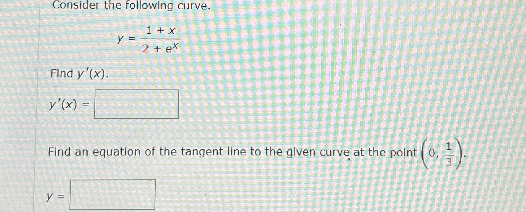 Solved Consider the following curve.y=1+x2+exFind | Chegg.com