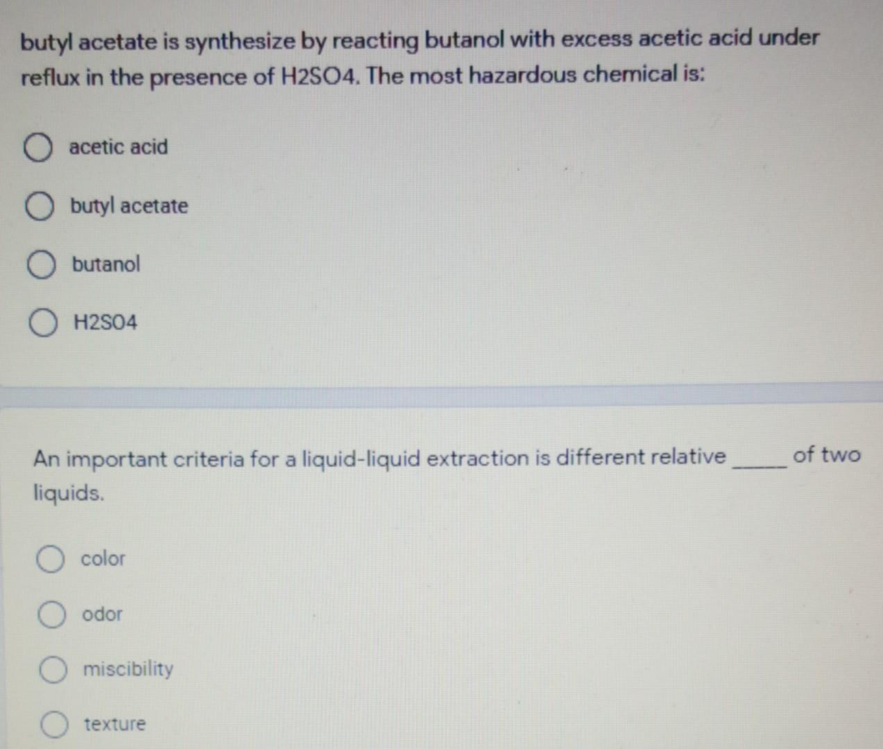 Solved butyl acetate is synthesize by reacting butanol with | Chegg.com