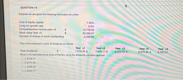Solved Suppose we are given the following information for a | Chegg.com