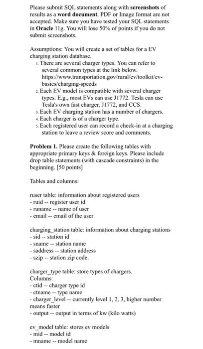 Solved Please submit SQL statements along with screenshots | Chegg.com