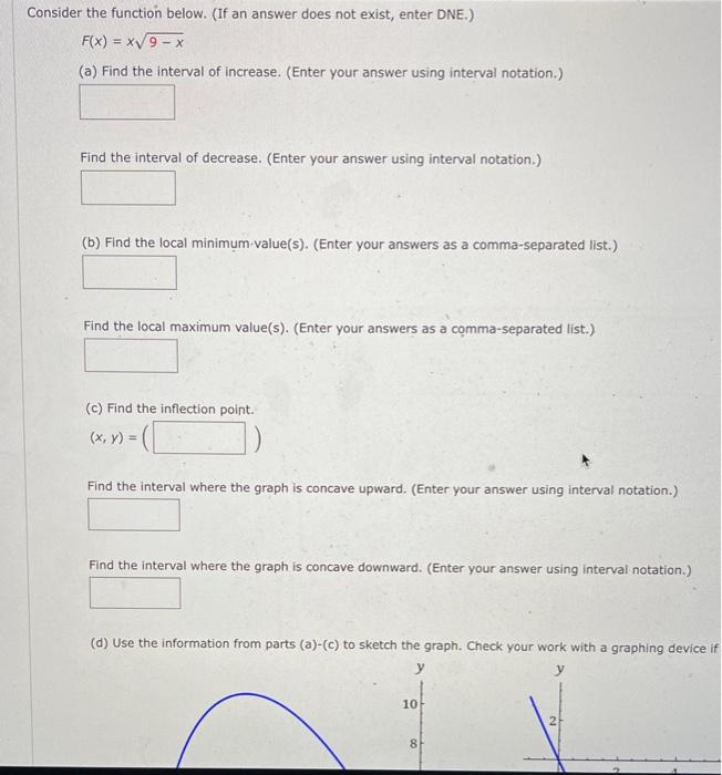 Solved ider the function below. (If an answer does not | Chegg.com
