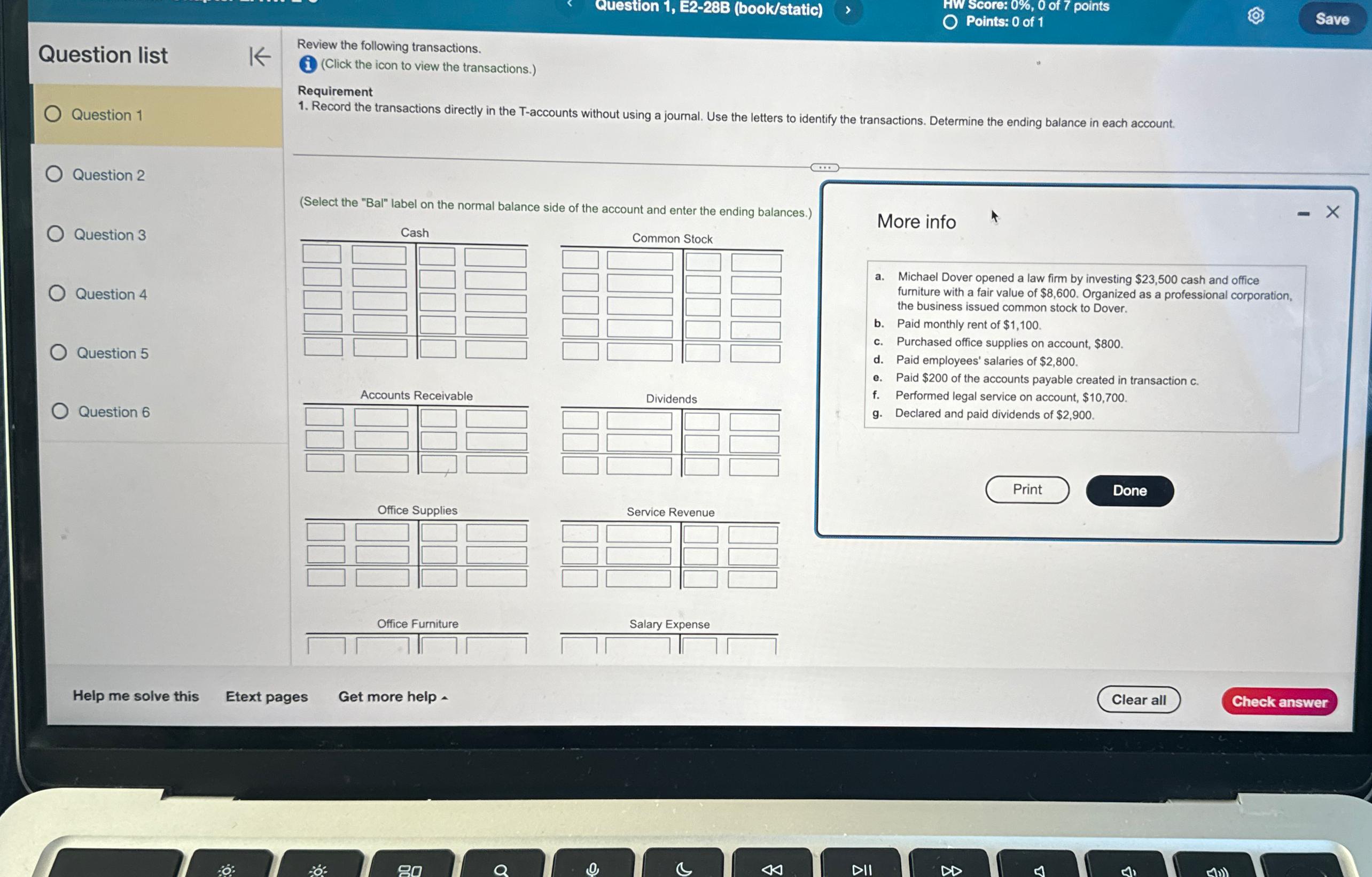 Solved Question 1, ﻿E2-28B (book/static)HW Score: 0%,0 ﻿of 7 | Chegg.com