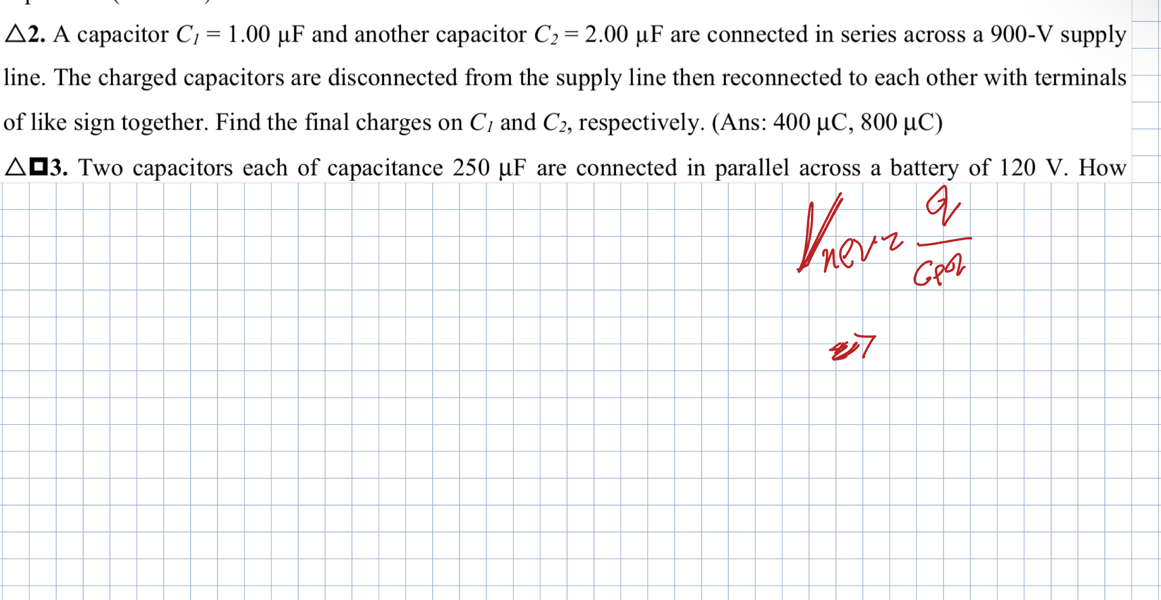 Solved ???? 2. ﻿A capacitor C1=1.00μF ﻿and another capacitor | Chegg.com