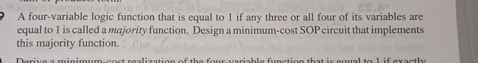 Solved A Four Variable Logic Function That Is Equal To 1 If