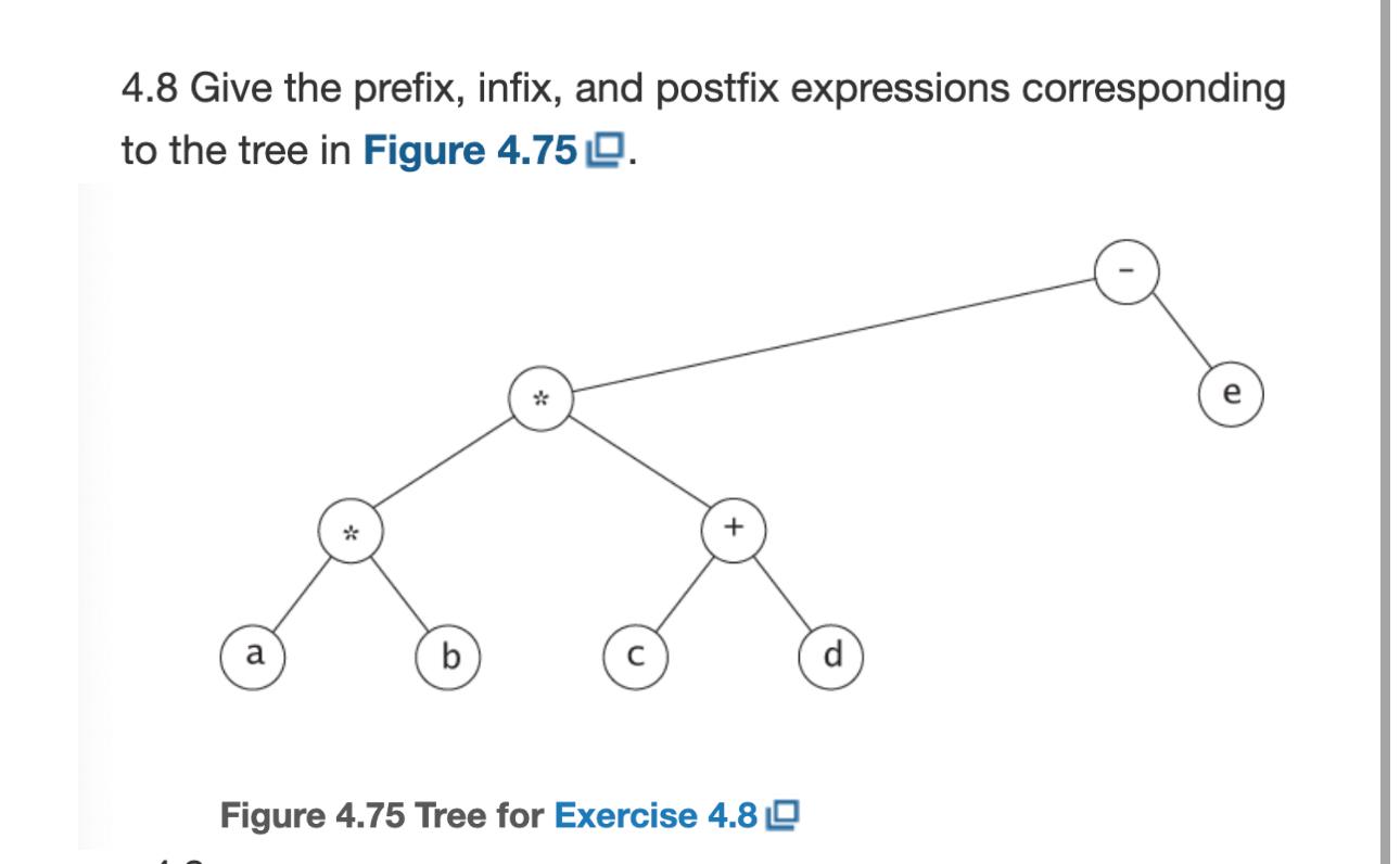 Solved 4.8 ﻿Give the prefix, infix, and postfix expressions | Chegg.com