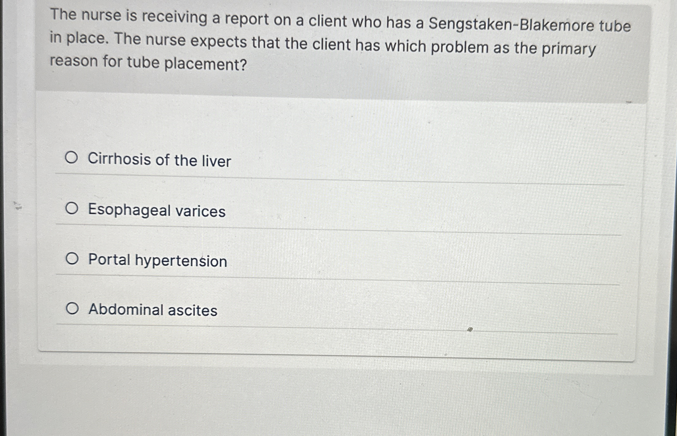 Solved The nurse is receiving a report on a client who has a | Chegg.com