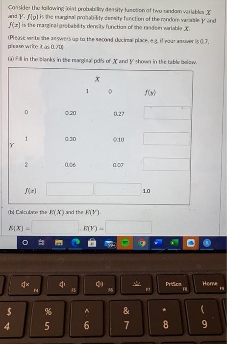 Solved Consider the following joint probability density | Chegg.com